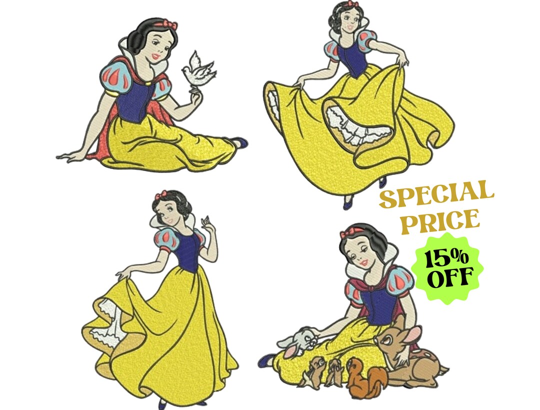Snow White Embroidery Design: Set of 4 (instant Download) - Etsy
