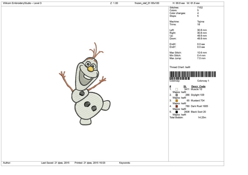Machine Embroidery Design. Olaf. Frozen - Etsy