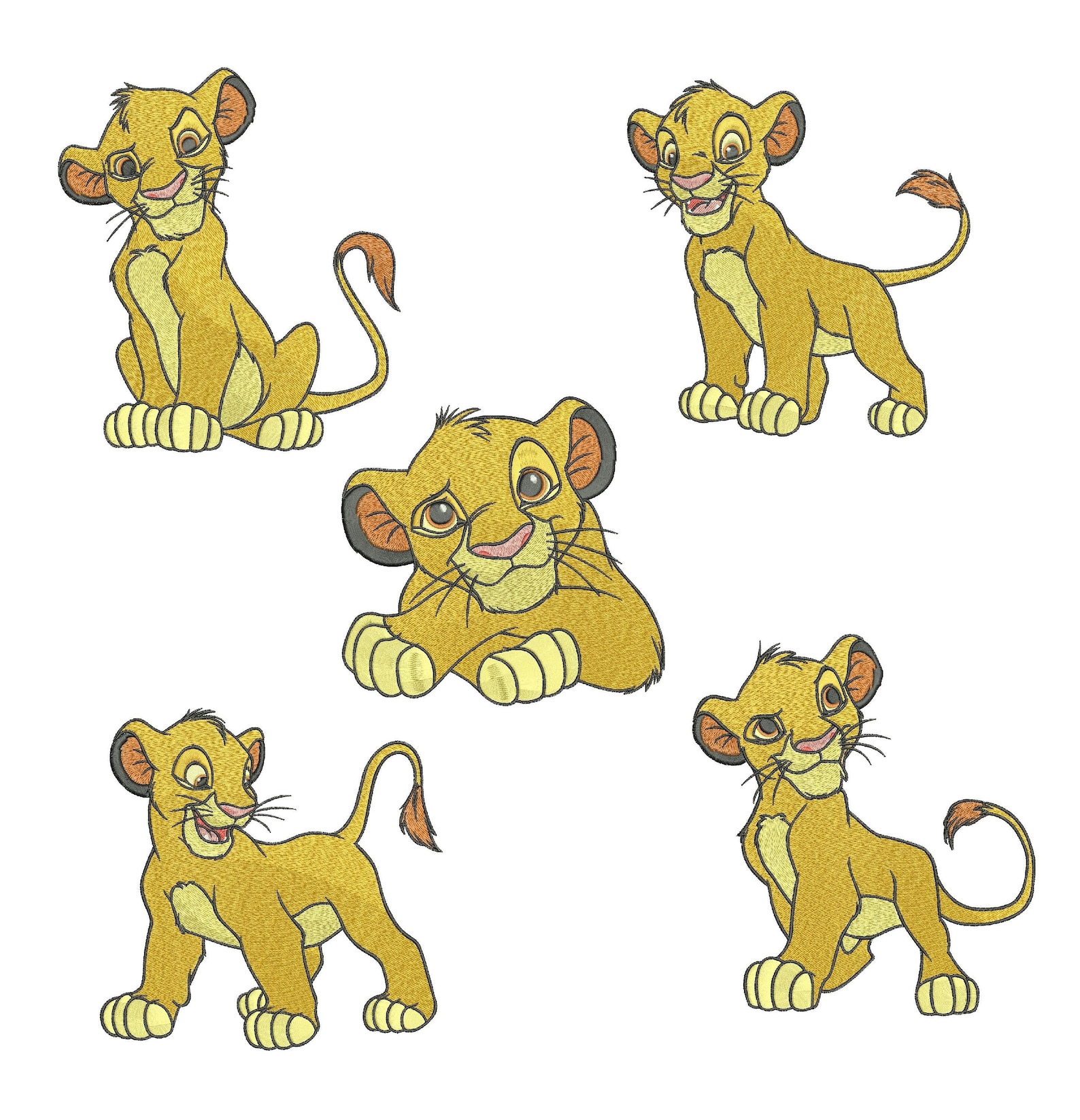 Machine Embroidery Design. Set of 5 Designs. the Lion Cub - Etsy