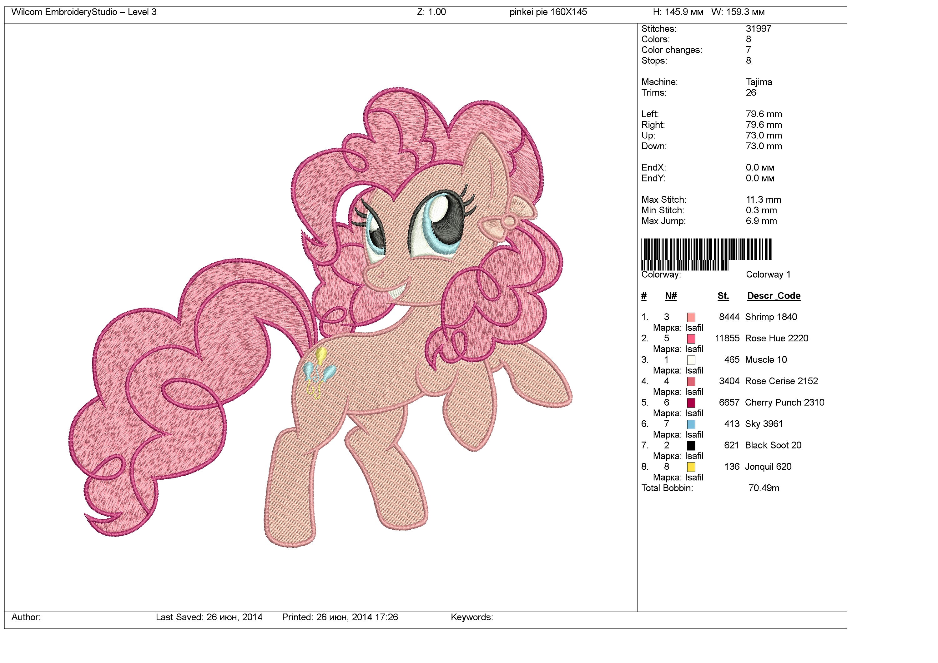 Machine Embroidery Design. Pinkie Pie. Friendship is Magic. - Etsy