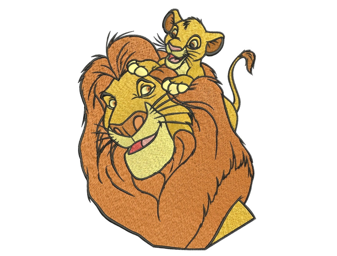 Machine Embroidery Design. the Lion Simba King. the Cub and Adult Lion ...