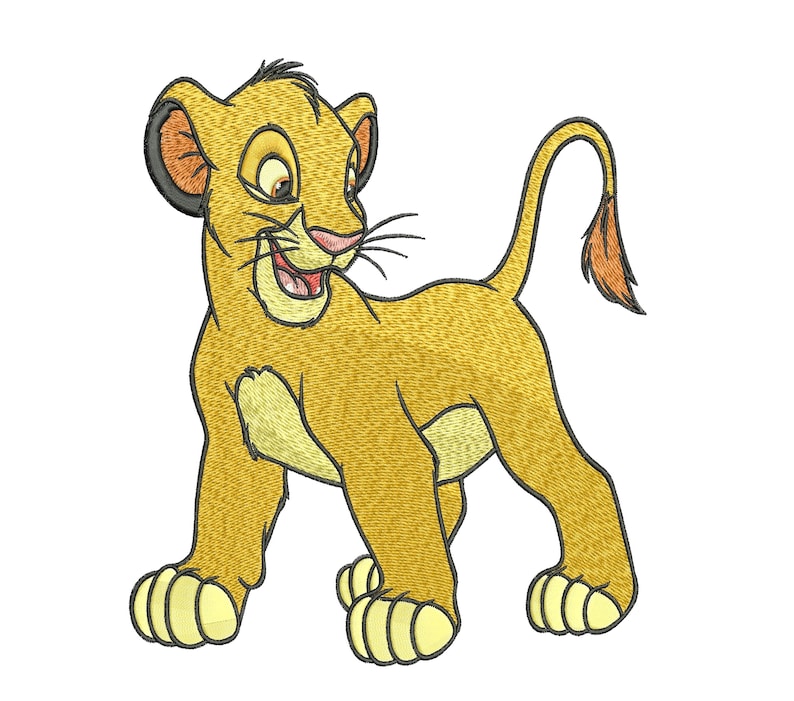 Machine Embroidery Design. Simba Standing Position. the Lion Cub King ...
