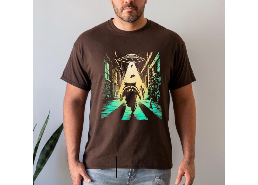 Goofy Raccoon Getting Abducted by UFO T Shirt, Funny Meme Tshirt ...