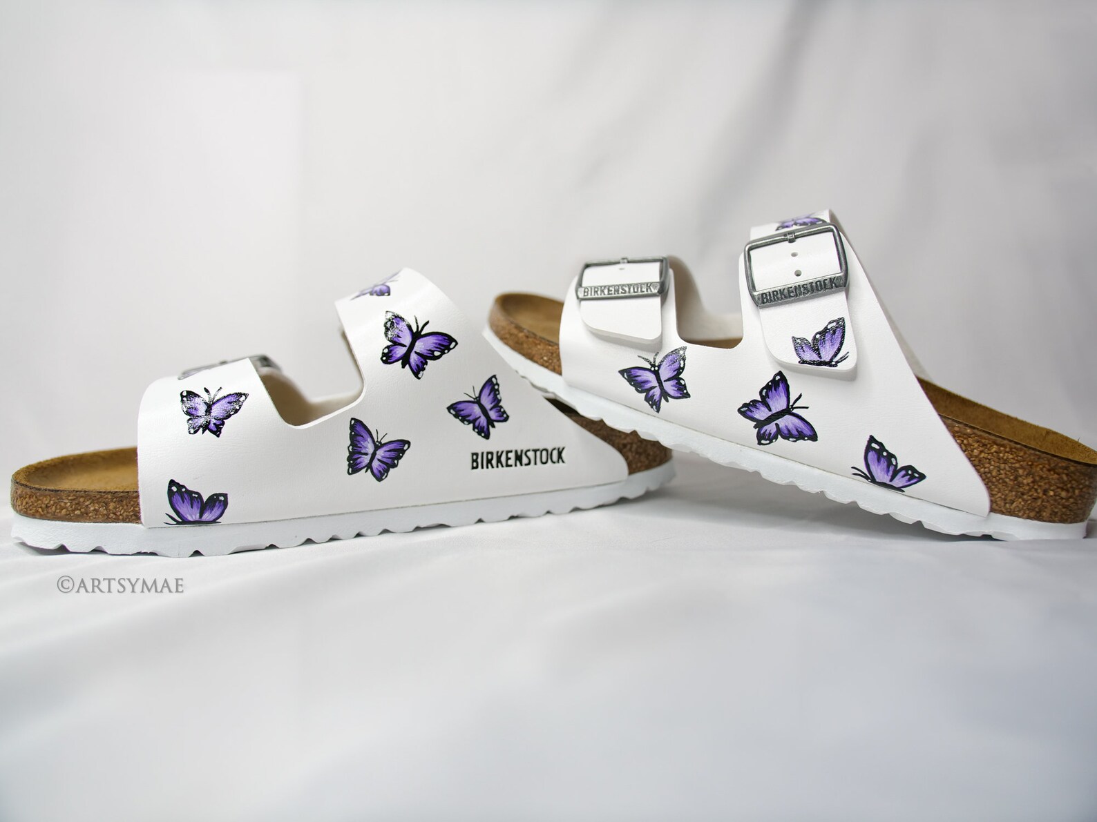 Custom Hand Painted Leather Birkenstock Sandals with | Etsy