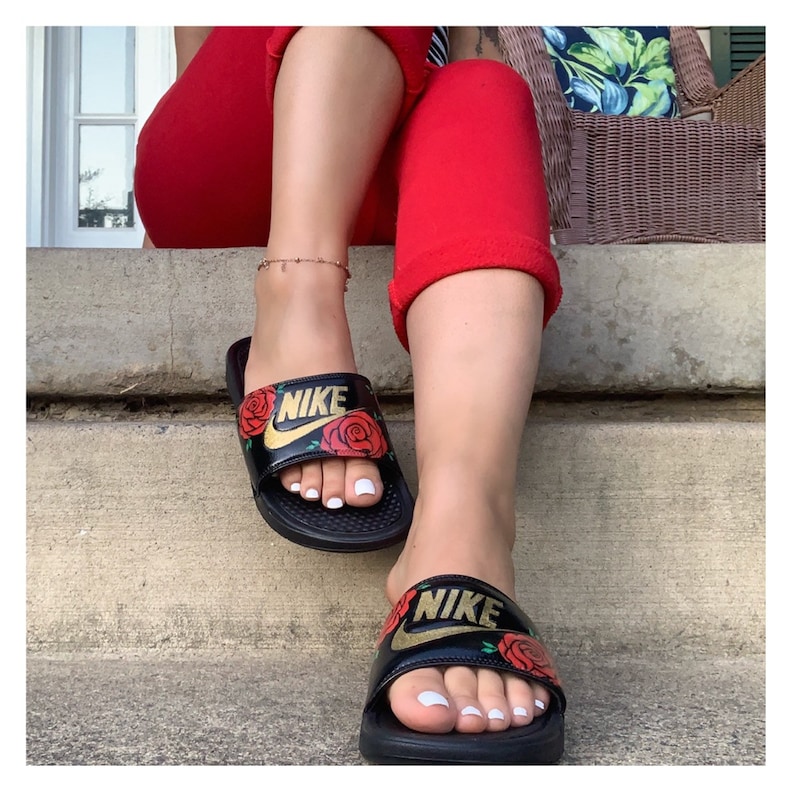 Rose Nike Slides - Etsy