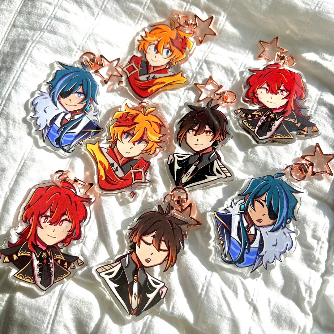 Genshin Boys | Genshin Impact Video Game 3” Double Sided Glitter ...