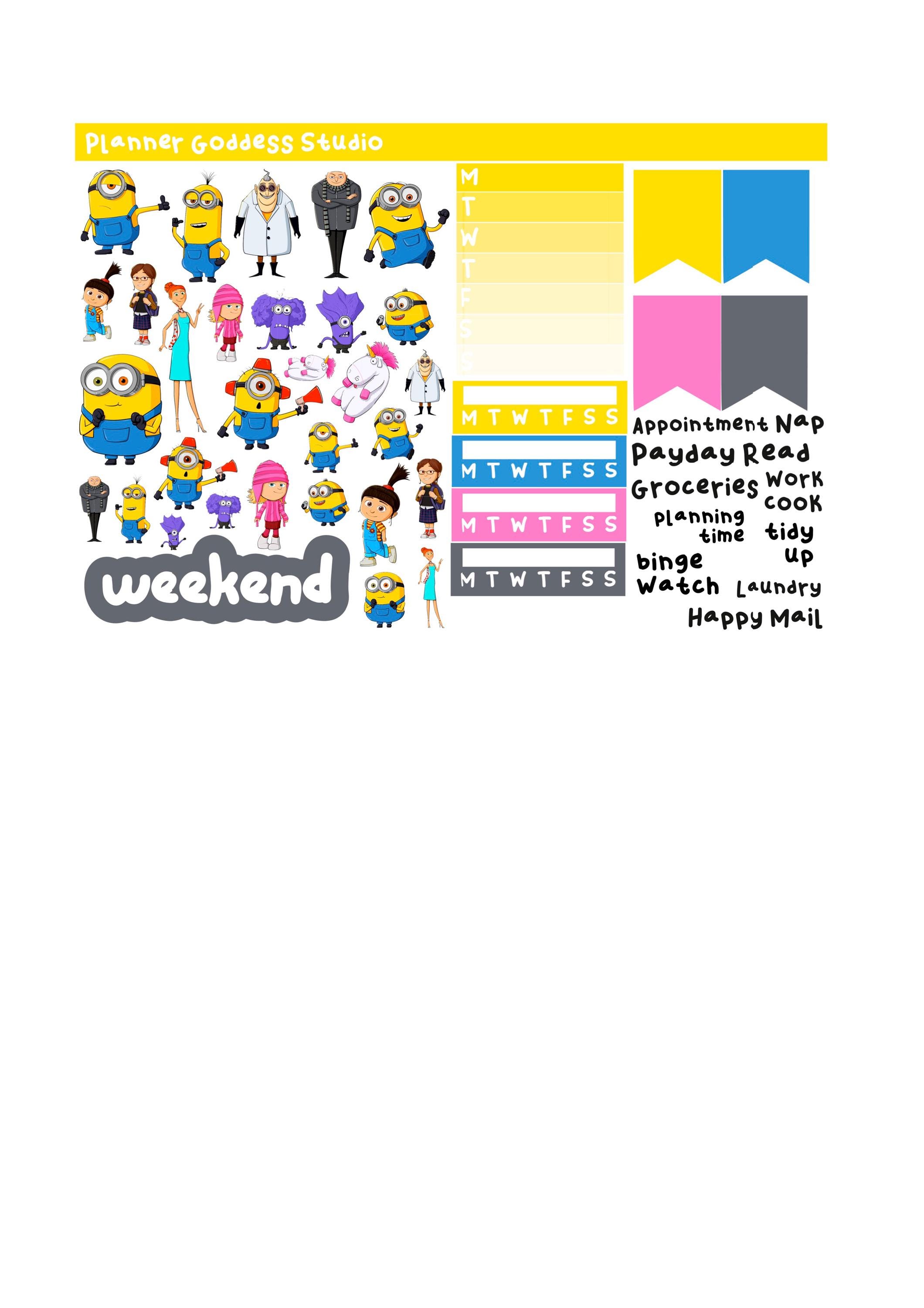 Minions || Printable Weekly Kit || Printable || Cut Line Files || Hand ...
