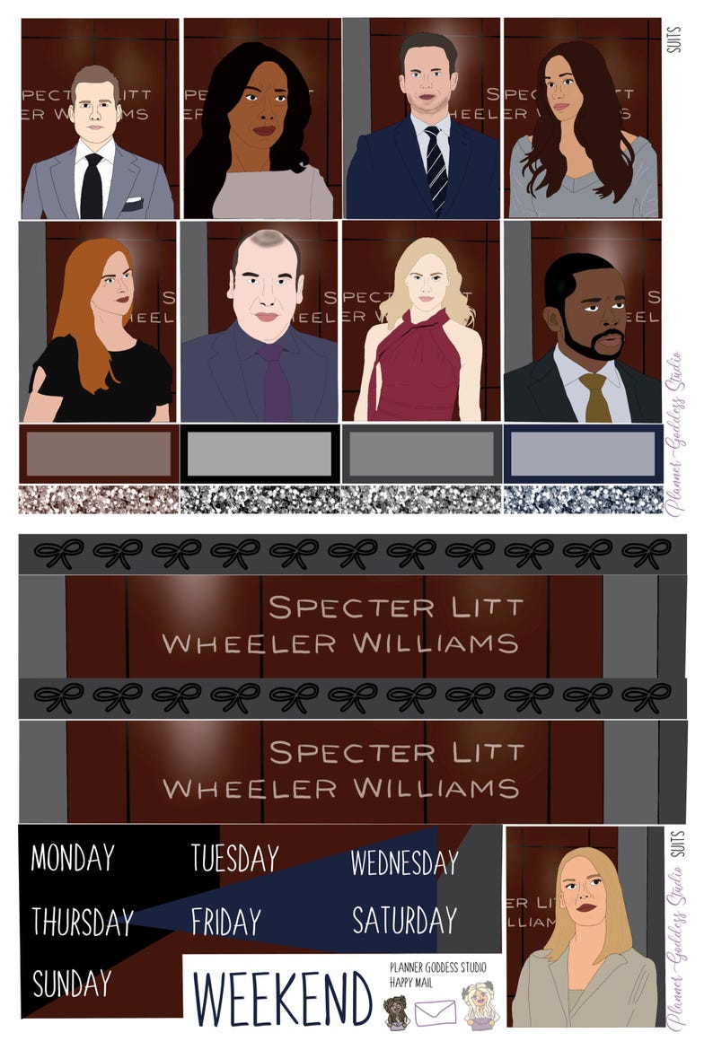 Suits TV Show Planner Stickers | Weekly Kit (digital Download) - Etsy