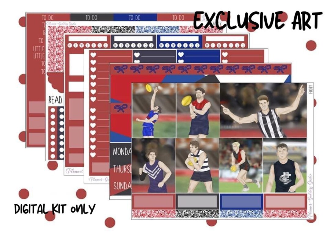 Footy Weekly Planner Sticker Kit | Cut Files (digital Download) - Etsy