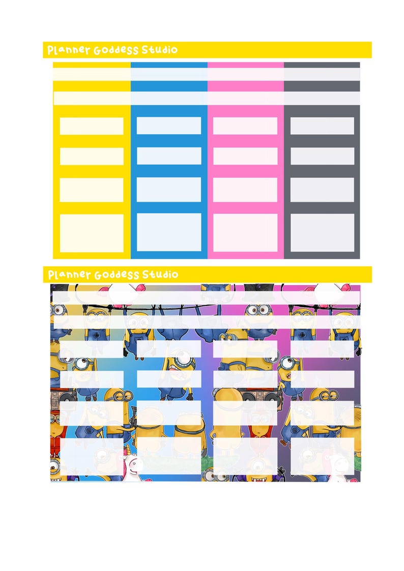 Minions Weekly Planner Stickers | Printable Cut Files (digital Download ...