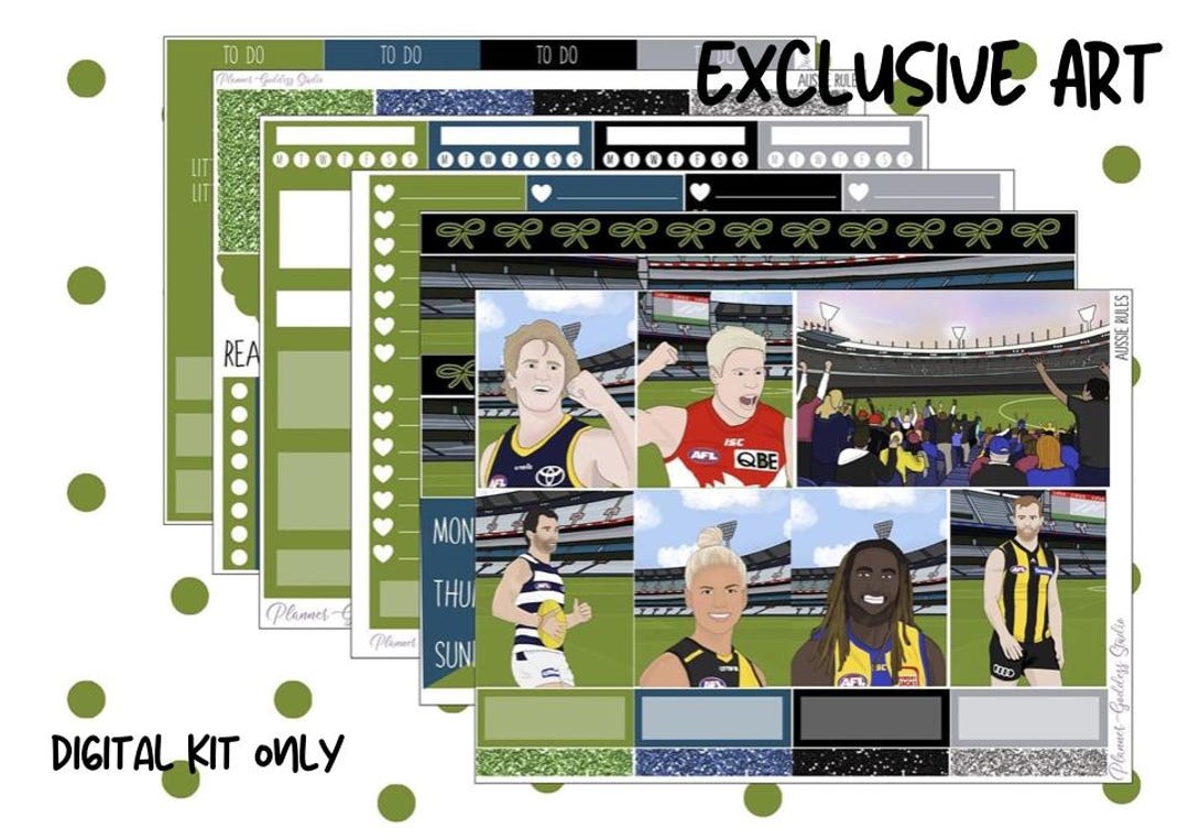 Aussie Rules Exclusive Art Printable Weekly Kit Printable Cut Line ...