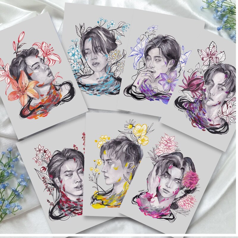 Bts Watercolor Drawing - Etsy