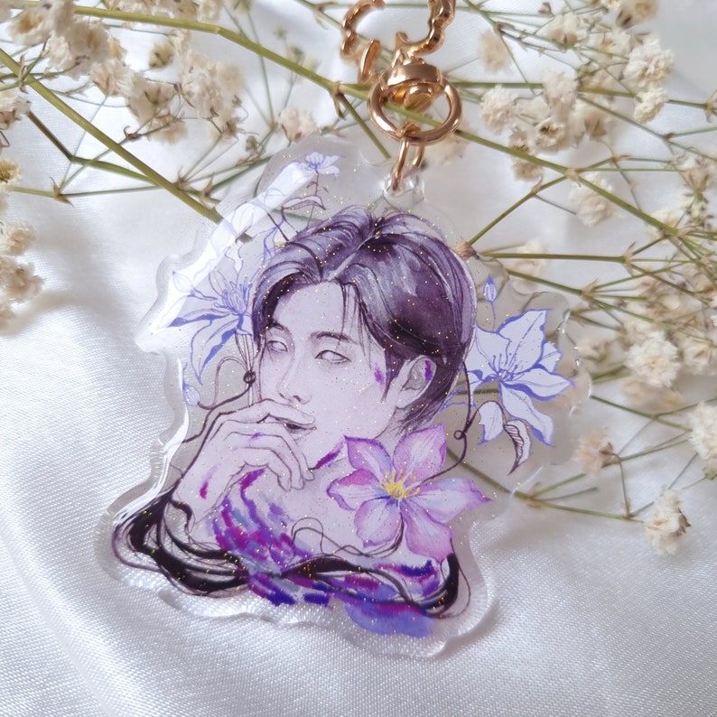 BTS Birth Flower 2.5 Inch Acrylic Charm Keychain (glitter Eproxy ...