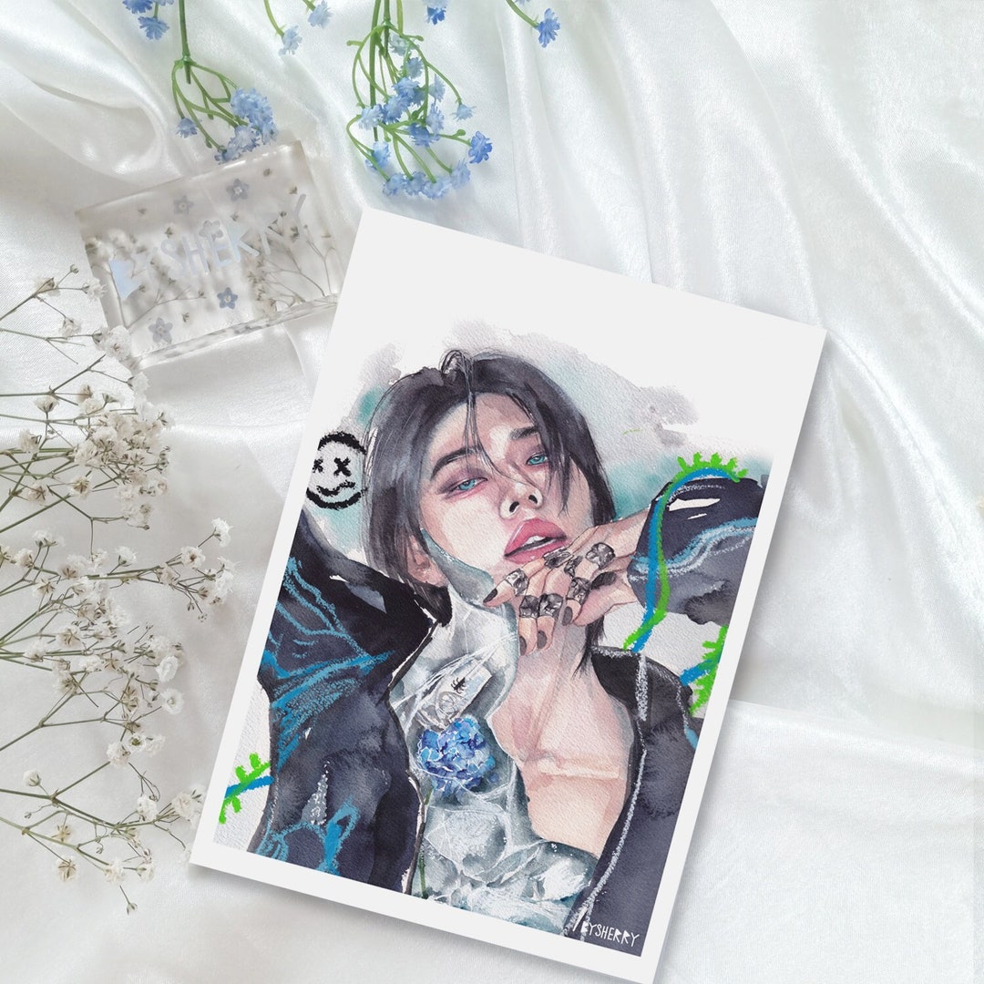 STRAY KIDS Megaverse Hyunjin Watercolor Art Print/poster, Fanart, Matte ...