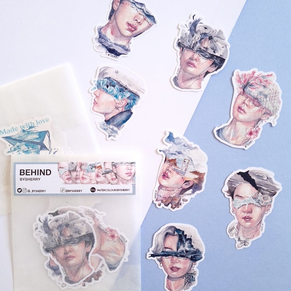 BTS Sticker Pack All 7 Members Watercolor Art Stickers - Etsy
