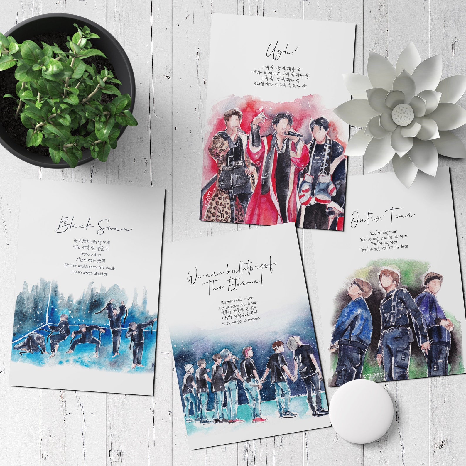 BTS Lyrics Postcard Set A6 Fanart Black Swan Ugh We Are | Etsy