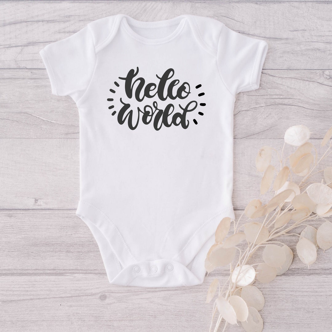 Hello World Baby Onesie®: Organic Cotton Short Sleeve Bodysuit - Etsy
