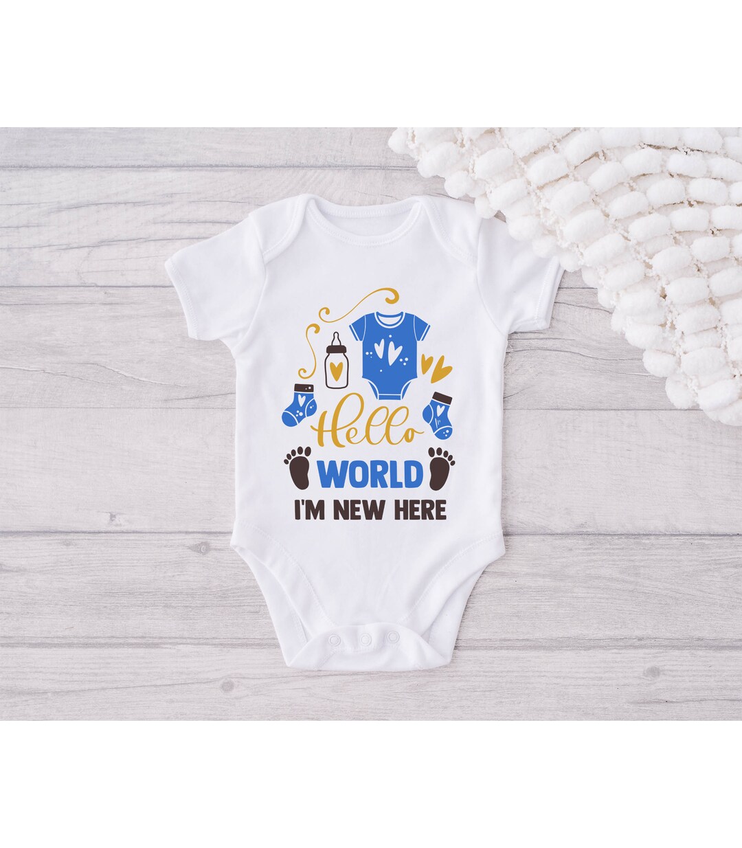 Hello World Baby Boy Onesie: Organic Cotton Newborn Outfit - Etsy