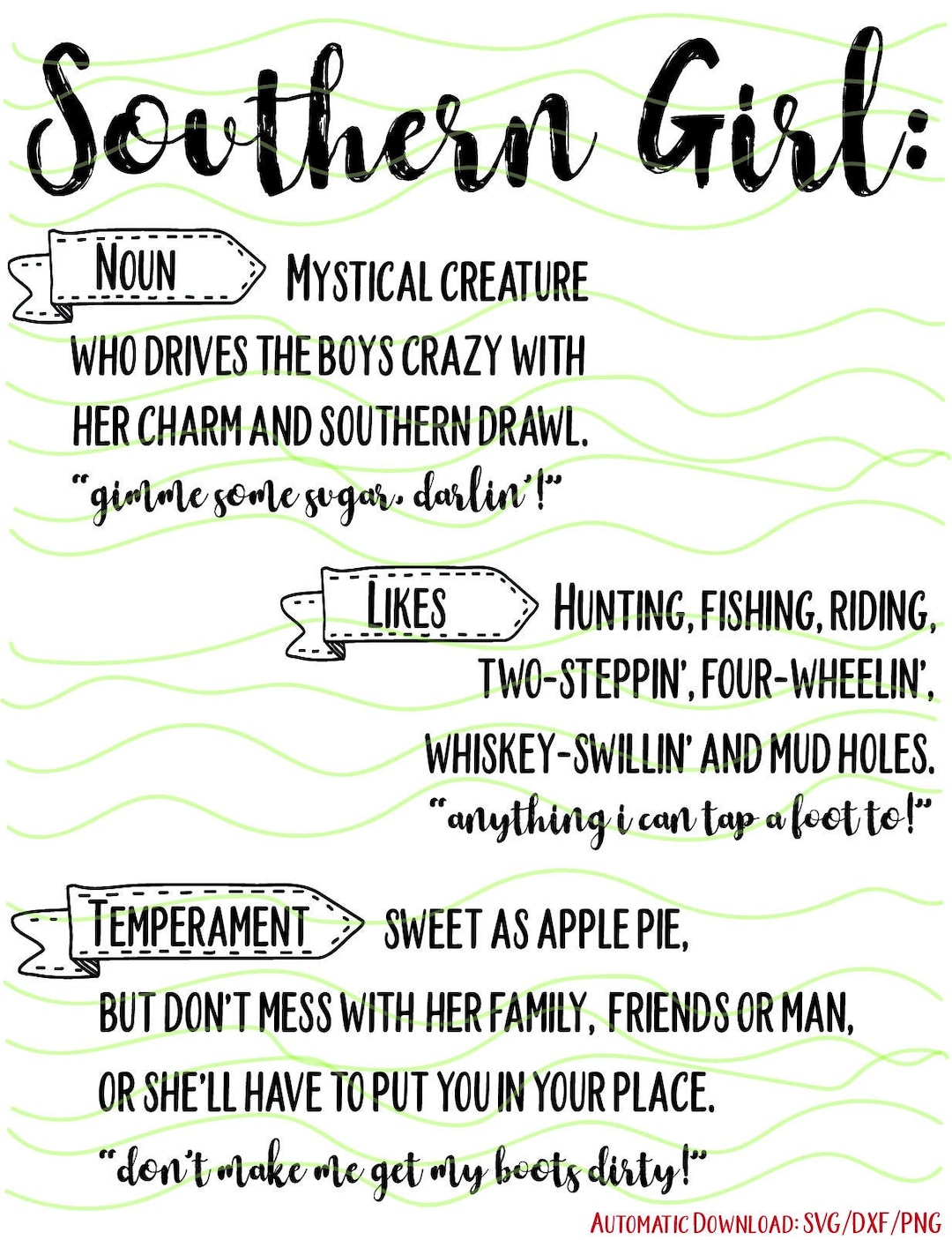 Southern Girl SVG DXF PNG - Etsy