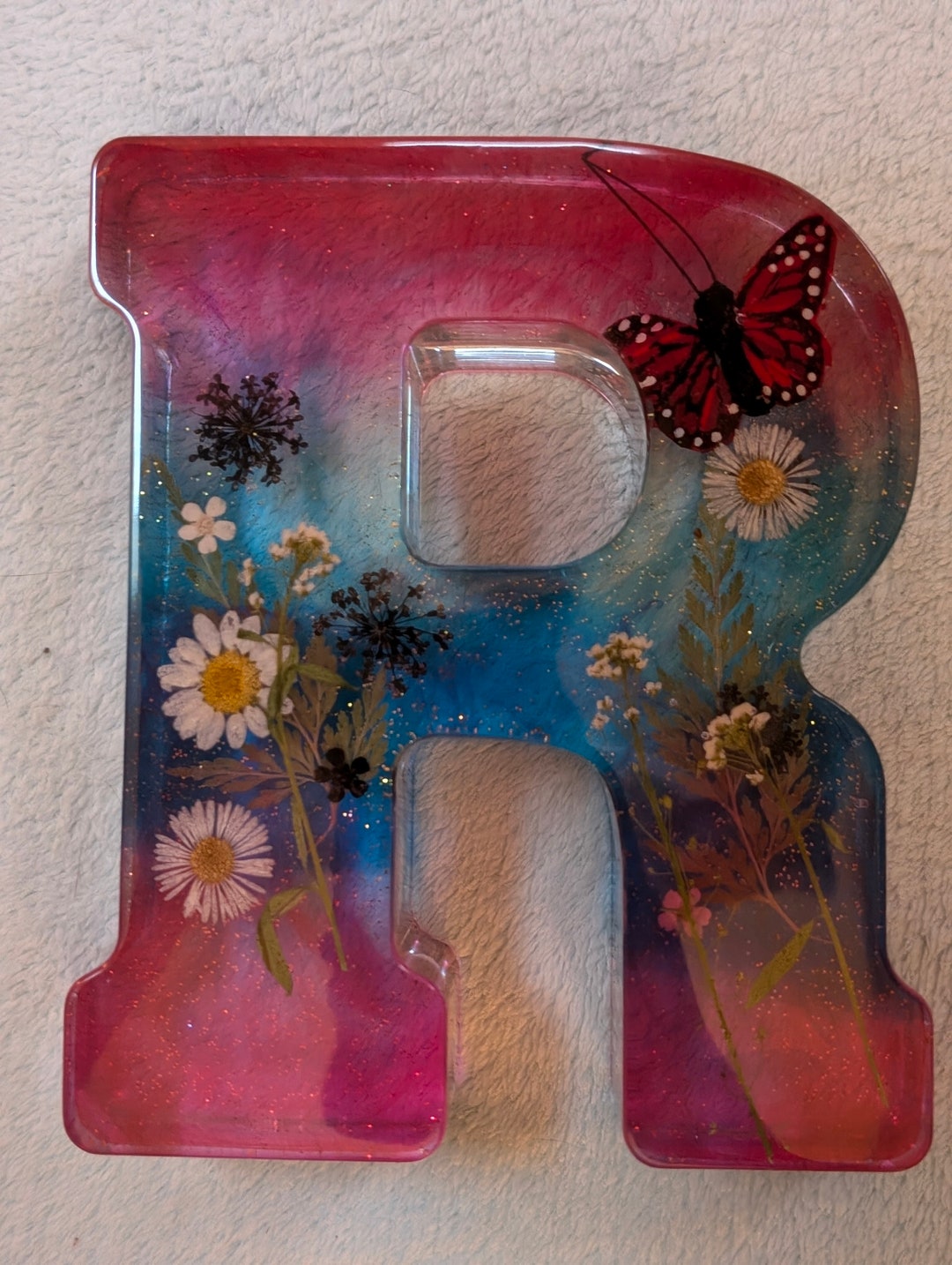 Botanic Letter r epoxy Resin - Etsy