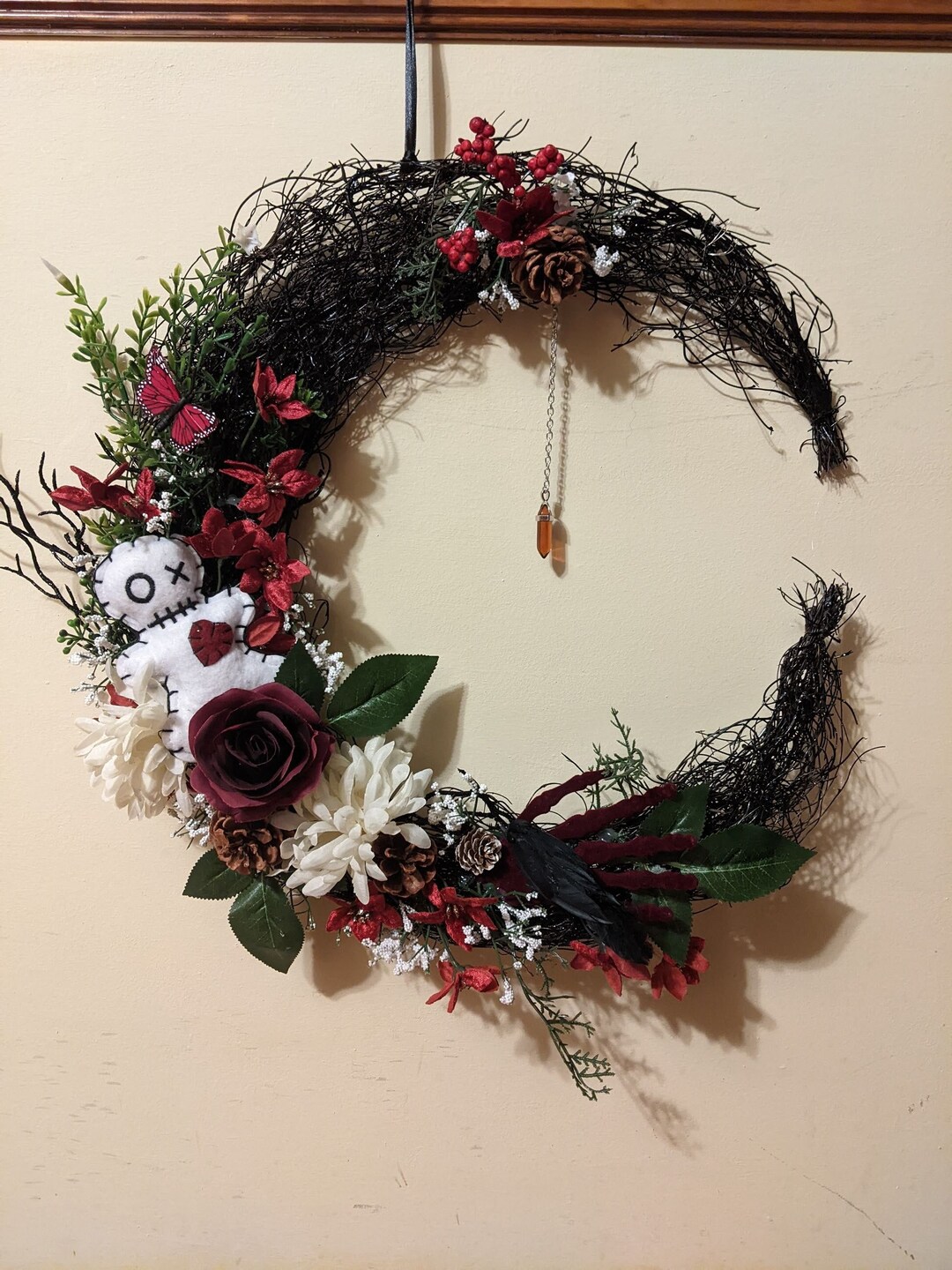 Crescent Moon Wreath: bird in Hand Warms the Heart - Etsy