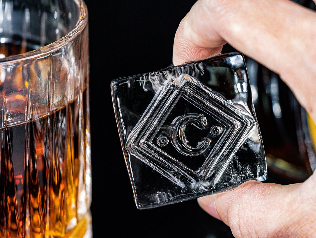 Ice Cube Stamp Custom Business Ice Stamp, Custom Initial Whiskey Ice ...