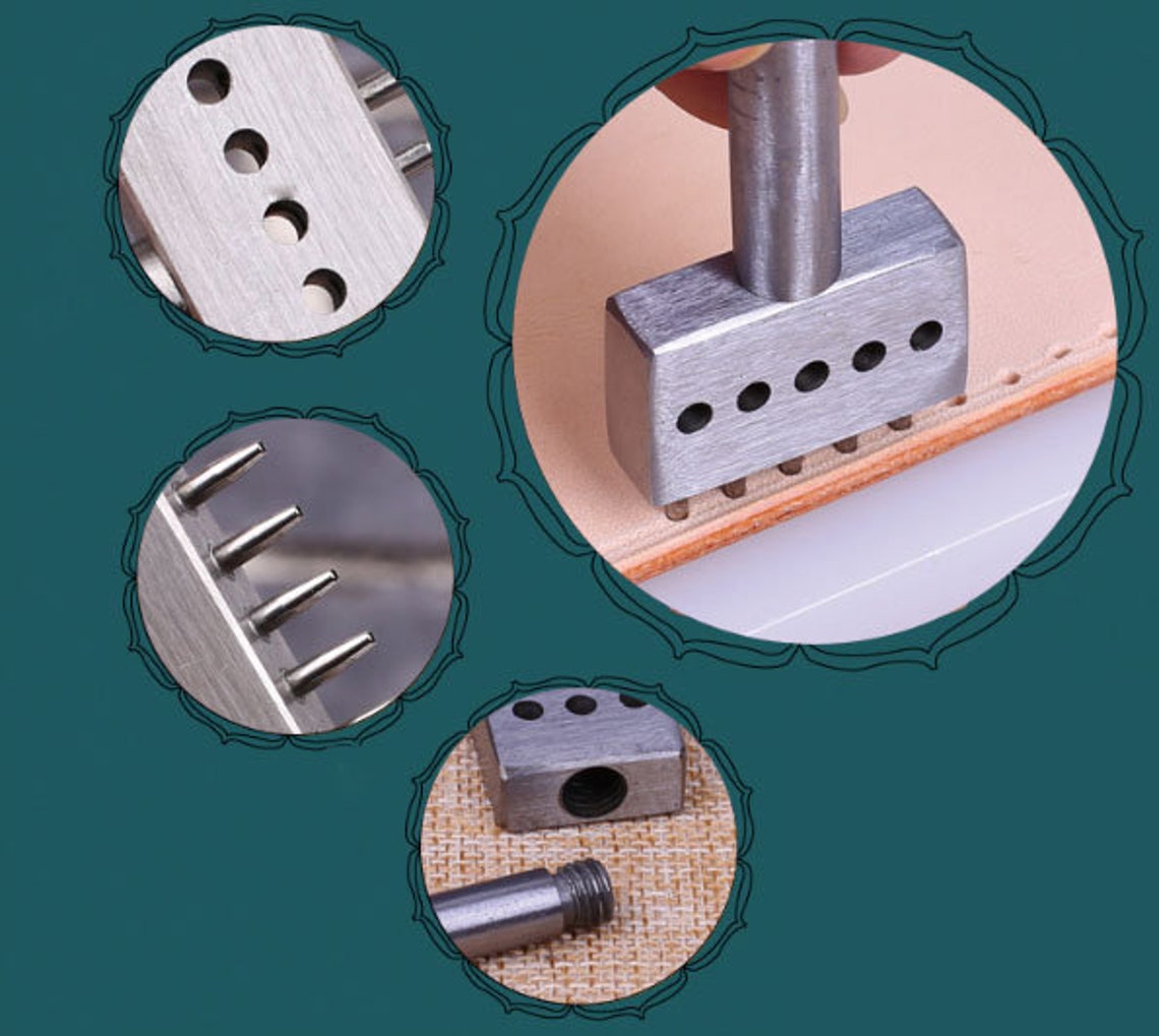 Handmade Leather Stitching Prong Punch Round Holes Diy Tools Etsy