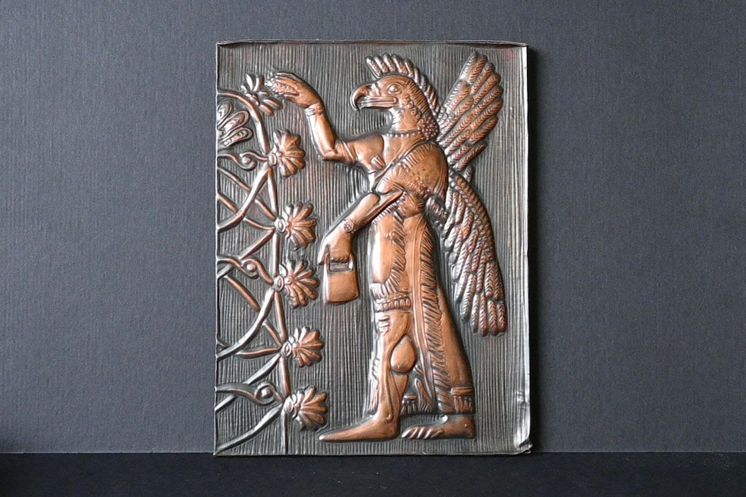 19th Century Assyrian Revival Copper Repousse Deity - Etsy