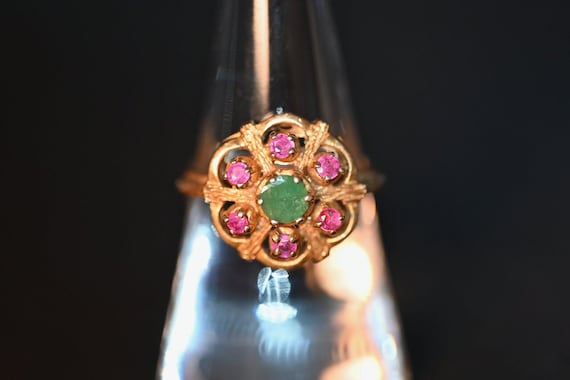 1970s 9 Carat Emerald & Ruby Cocktail Ring - Gem
