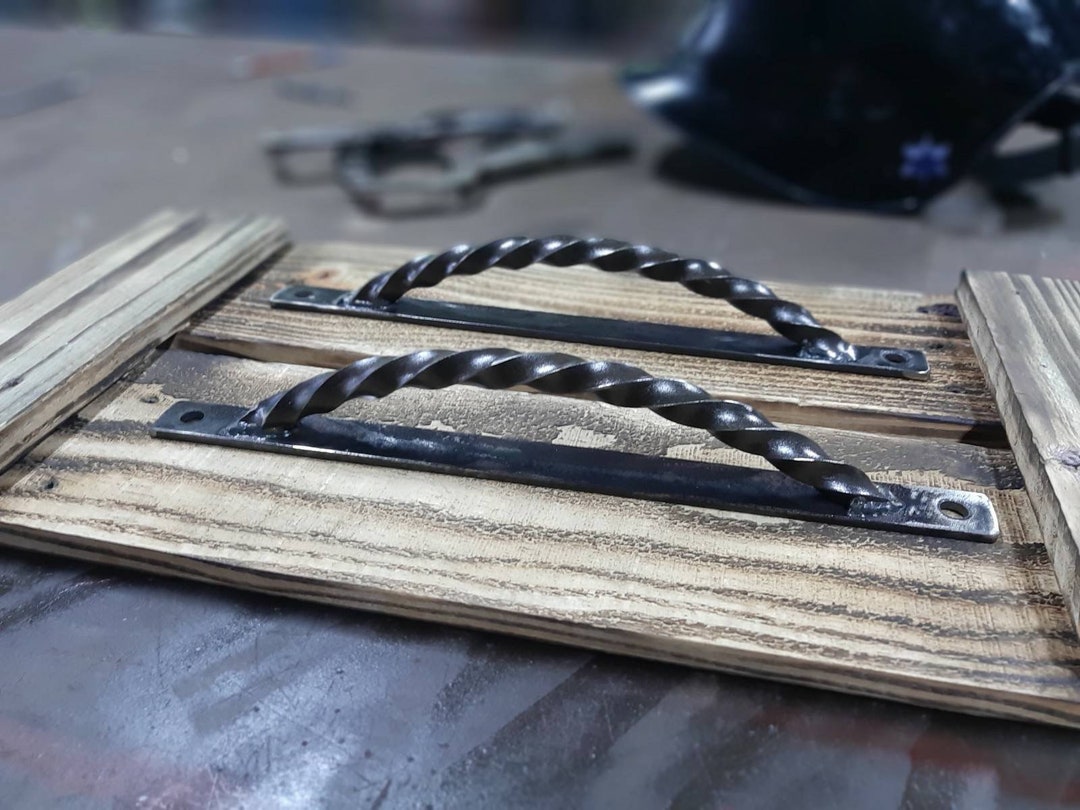 Wrought Iron Pulls Bow Arc Twist Bar Barn Doors Gates Pulls Iron ...