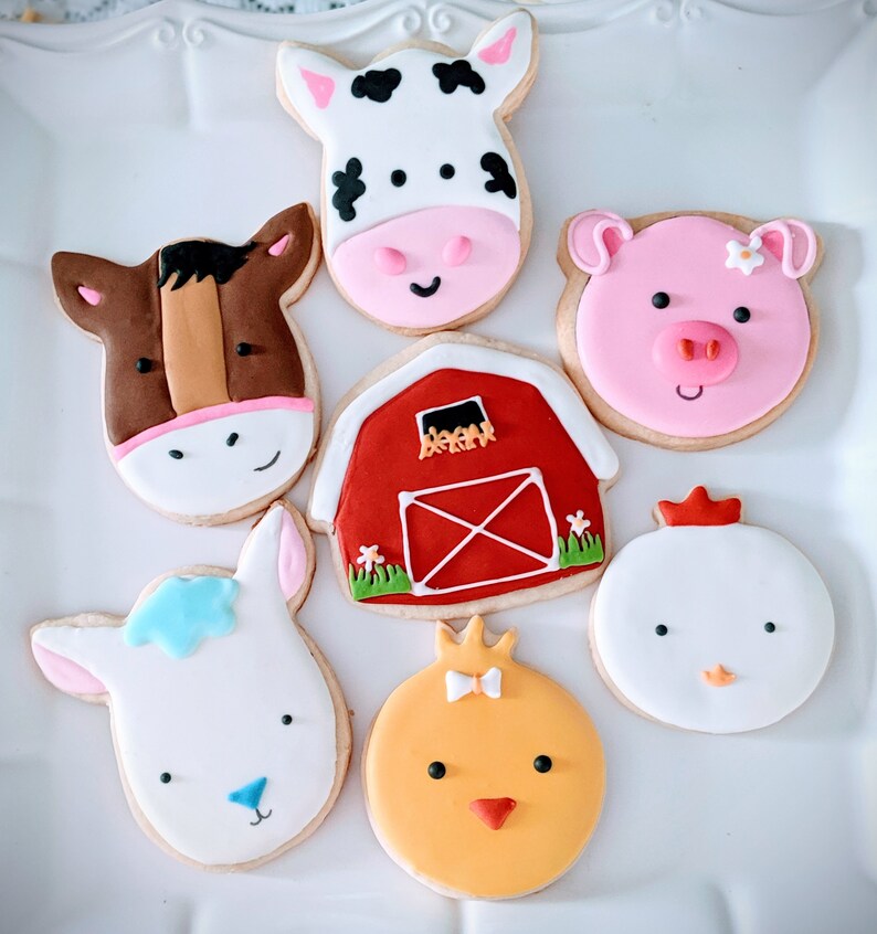 1 Doz Farm Animal Cookies Barn Cookies Pig Cookies Cow - Etsy