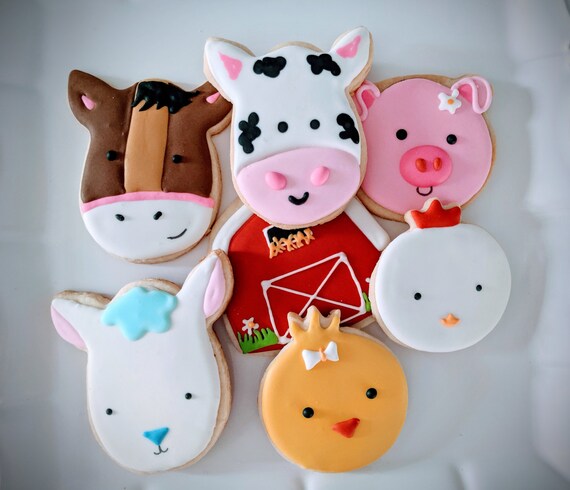 1 Doz Farm Animal Cookies Barn Cookies Pig Cookies Cow - Etsy