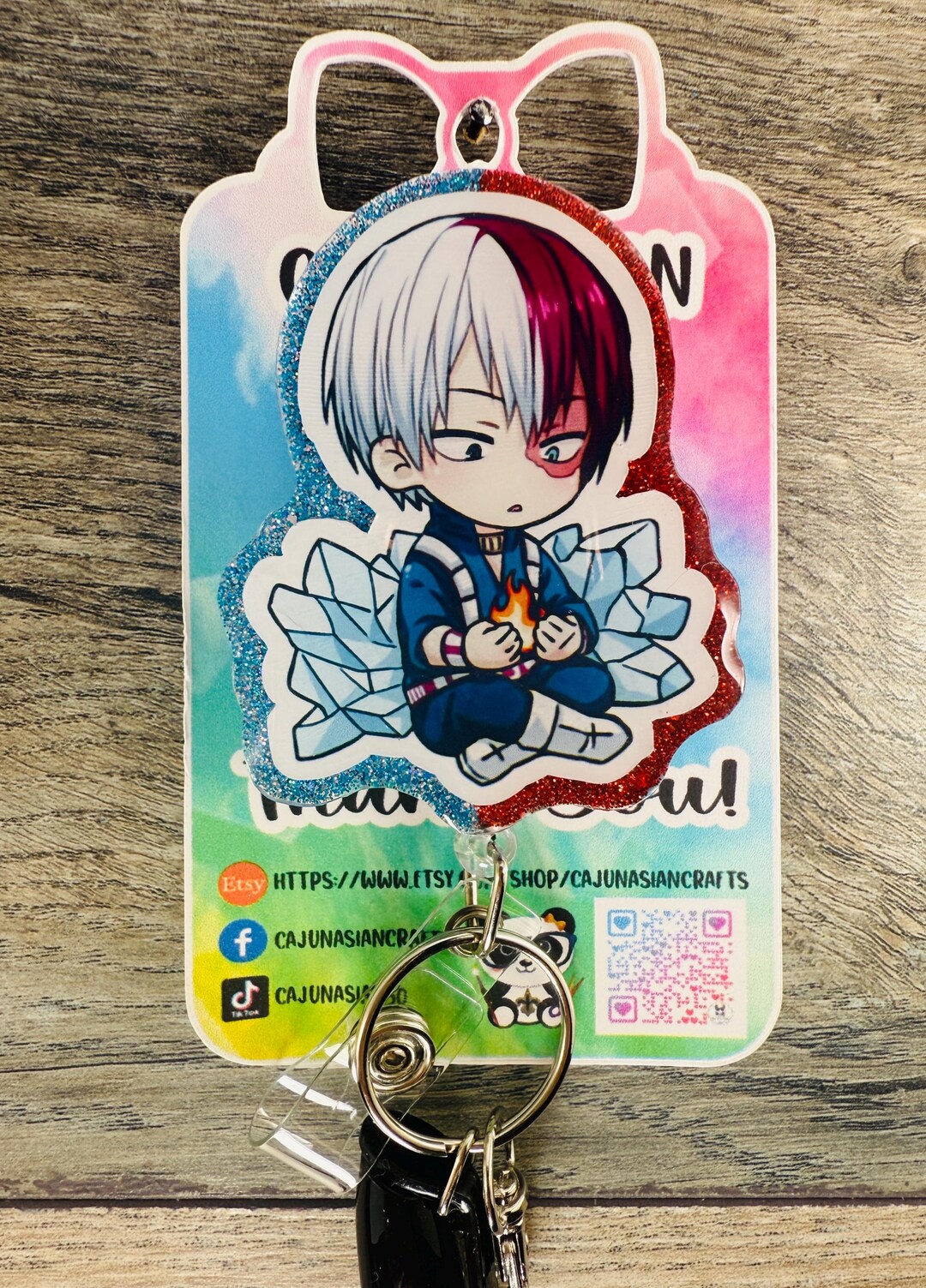 MHA Todoroki Inspired Anime Badge Reel/retractable ID Holder W/swivel ...