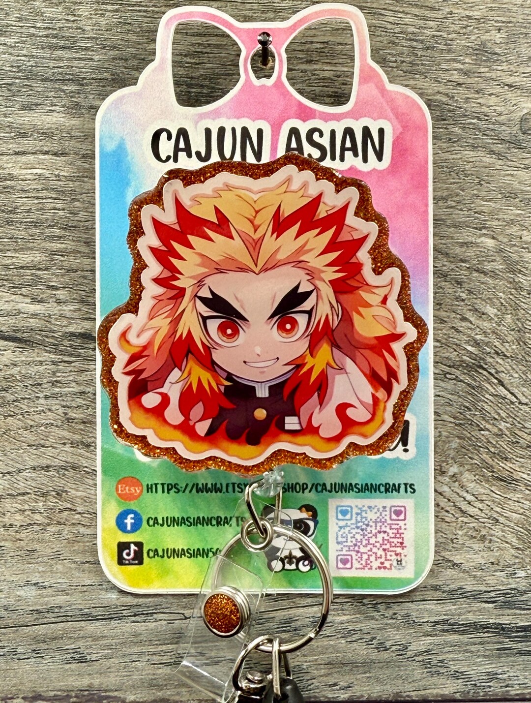 Rengoku Demon Anime Badge Reel/id Clip/name Tag Holder (retractable ...