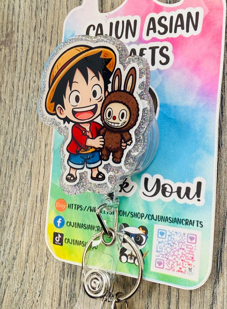 Luffy Labubu One Piece Badge Reel/id Clip/work Name Tag Holder ...