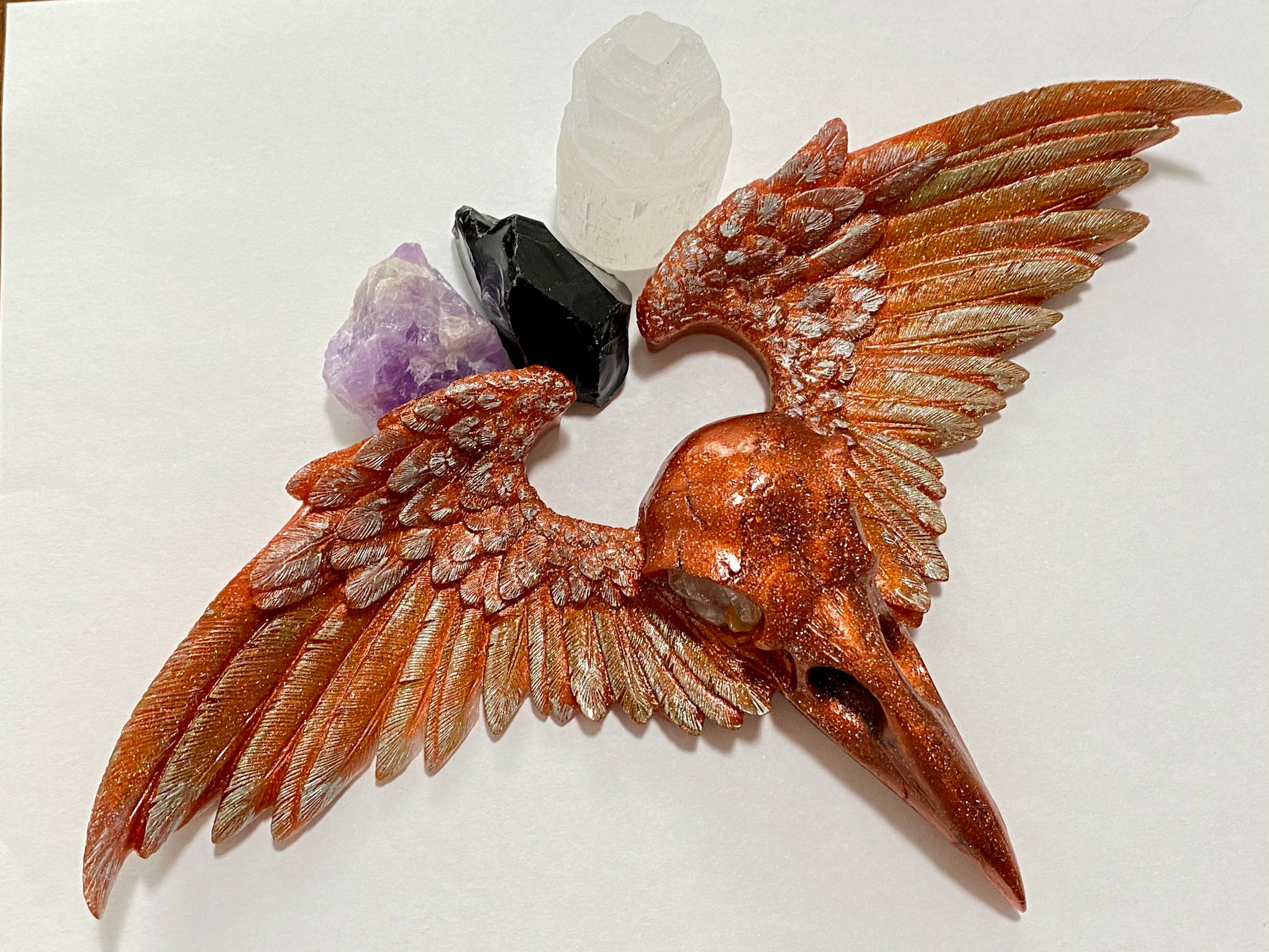 Collectibles Figurines & Knick Knacks OOAK Hand Painted Bird Crow Skull ...