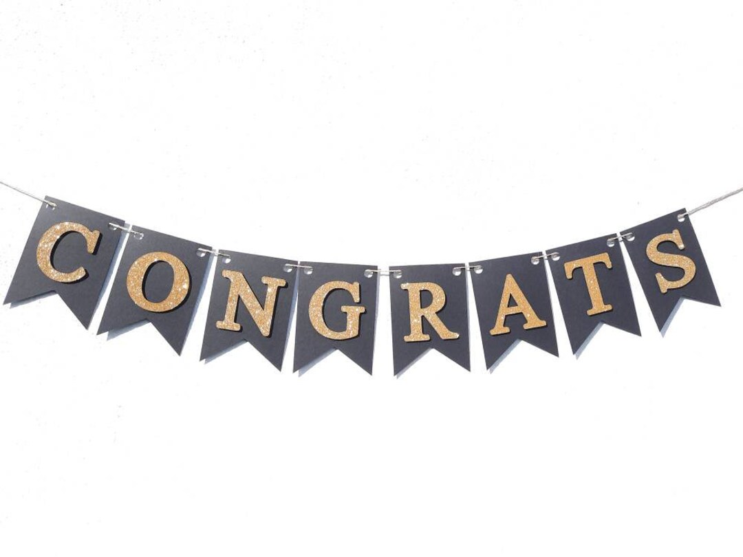 Congratulations Garland in Black and Gold Exam Bachelor Master High ...