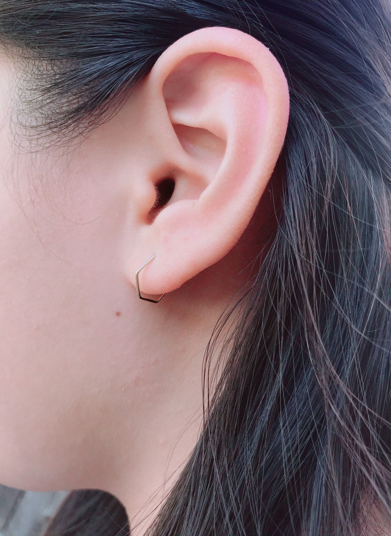 Gold Hoop Earrings Polygon Earring Small HoopHoneycomb | Etsy