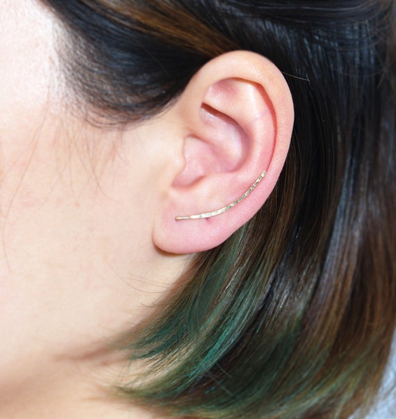 Gold Earring Climber Ear Cuff Gold Filled earring Dainty | Etsy