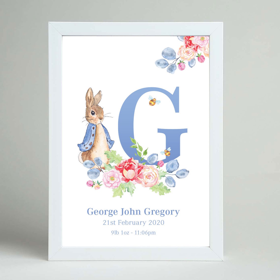 Personalised Peter Rabbit New Baby Boy Girl A4 PRINT ONLY Gift ...