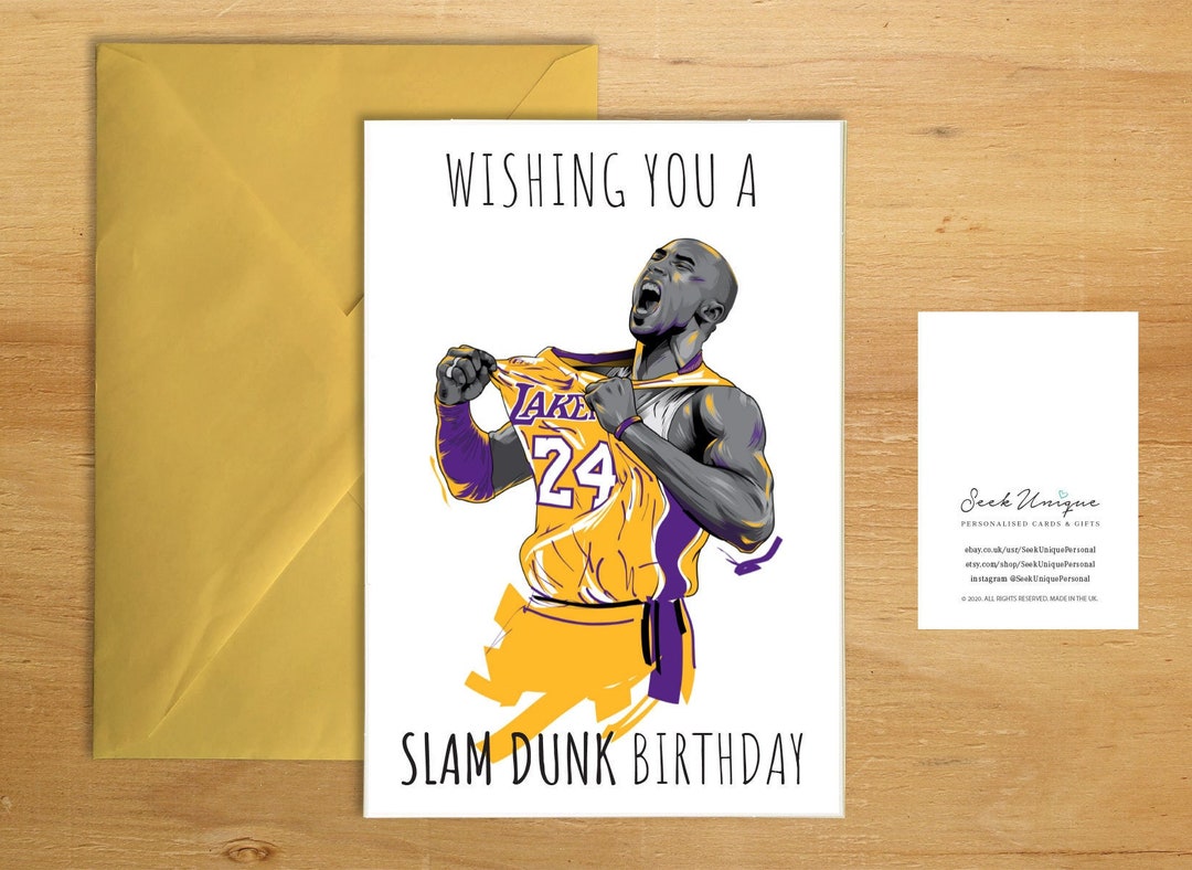 Kobe Bryant NBA Birthday Card Lebron Jordan MJ 24 Chicago Lakers King ...