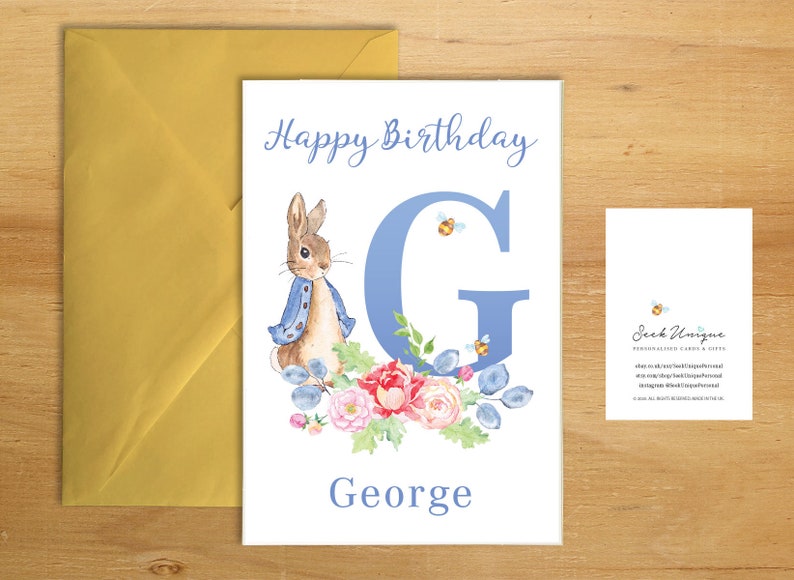 Personalised Peter Rabbit Birthday Greeting Card Boy Girl Name - Etsy