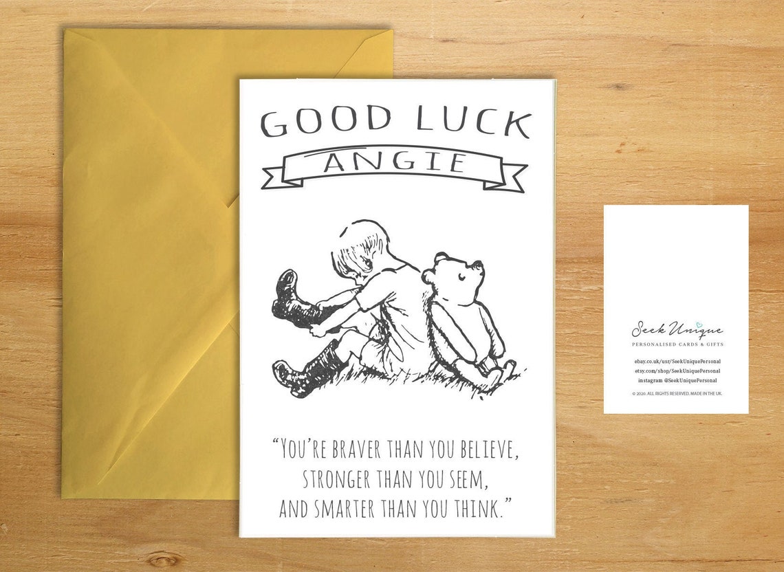 Personalised Good Luck Winnie Pooh Card New Job Friend Home Moving ...