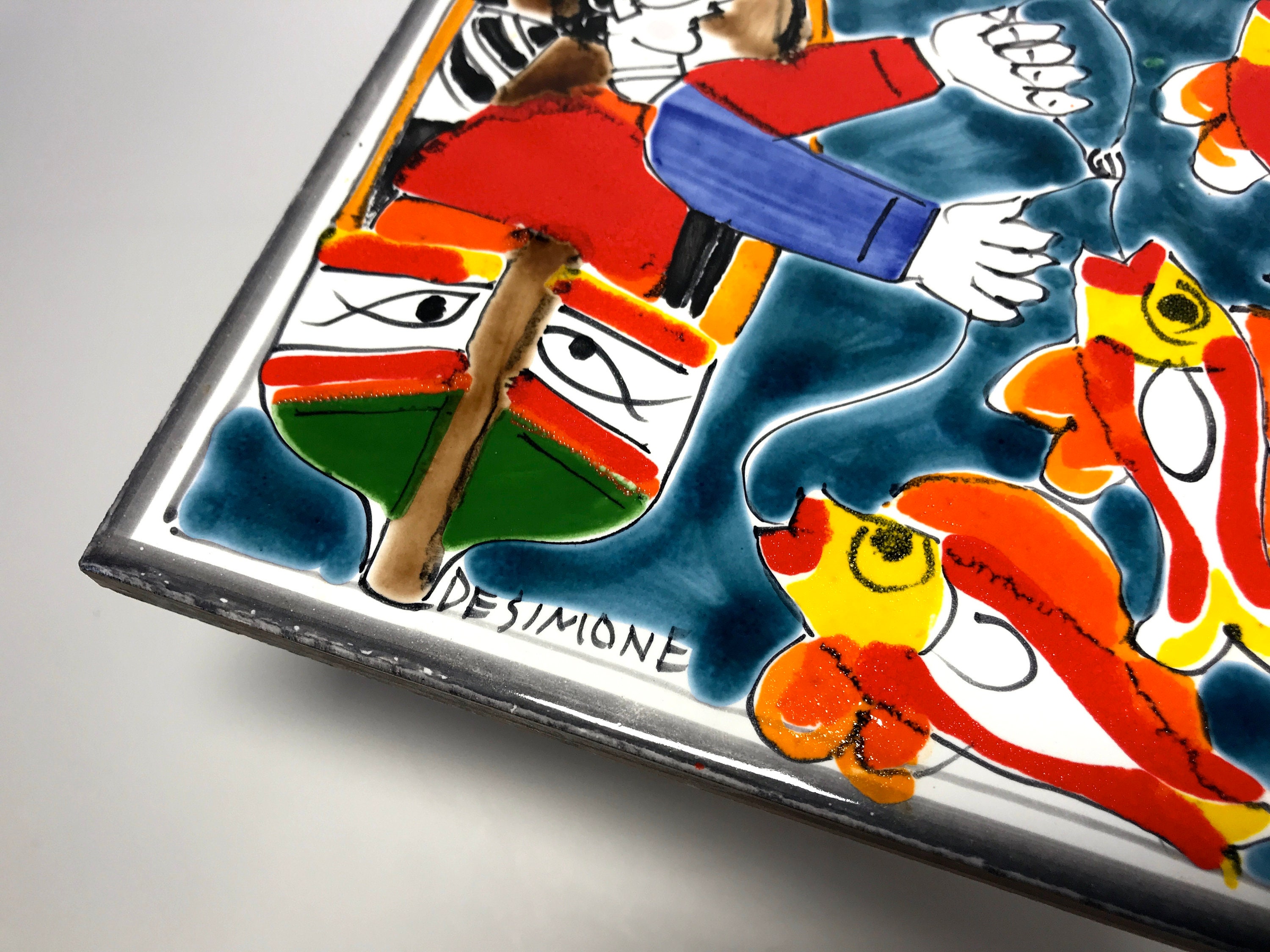 Original Signed By Giovanni DeSimone, Italy, Hand Painted Ceramic Tile ...