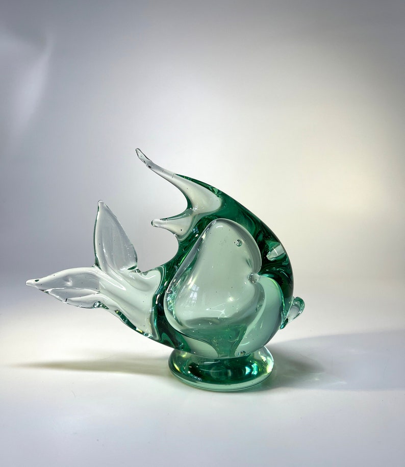 Ocean Green Murano Glass Angel Fish by Archimede Seguso, Italy 1970's ...