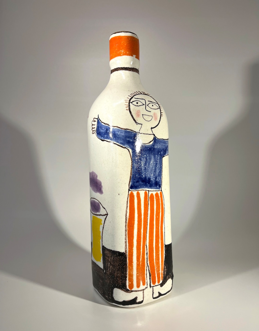 Desimone 'arms Outstretched' Hand Painted Italian Ceramic Bottle Vase ...