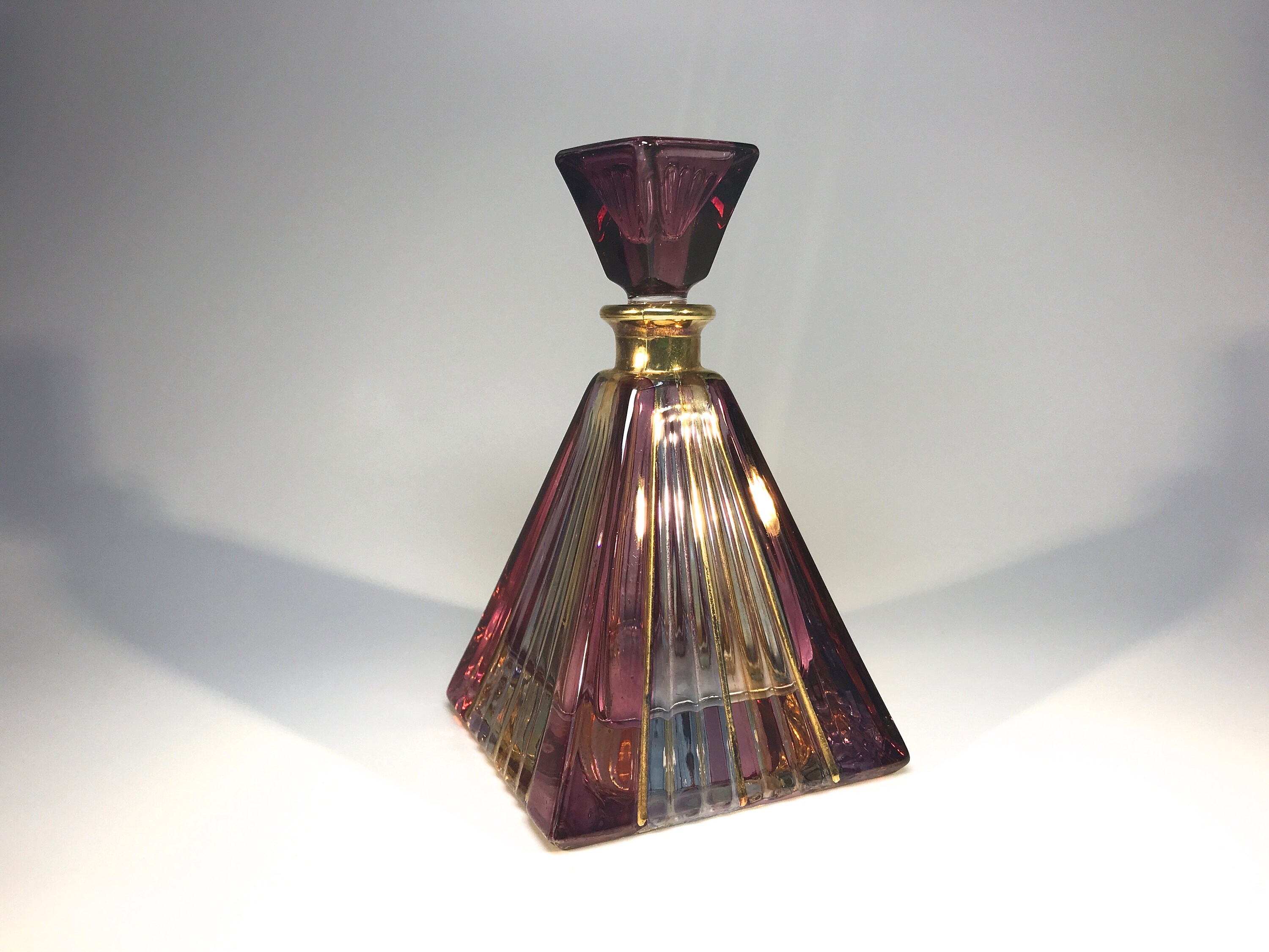 Vintage Murano Hand-Painted 24k Gold Amethyst And Honey Pyramid Glass ...