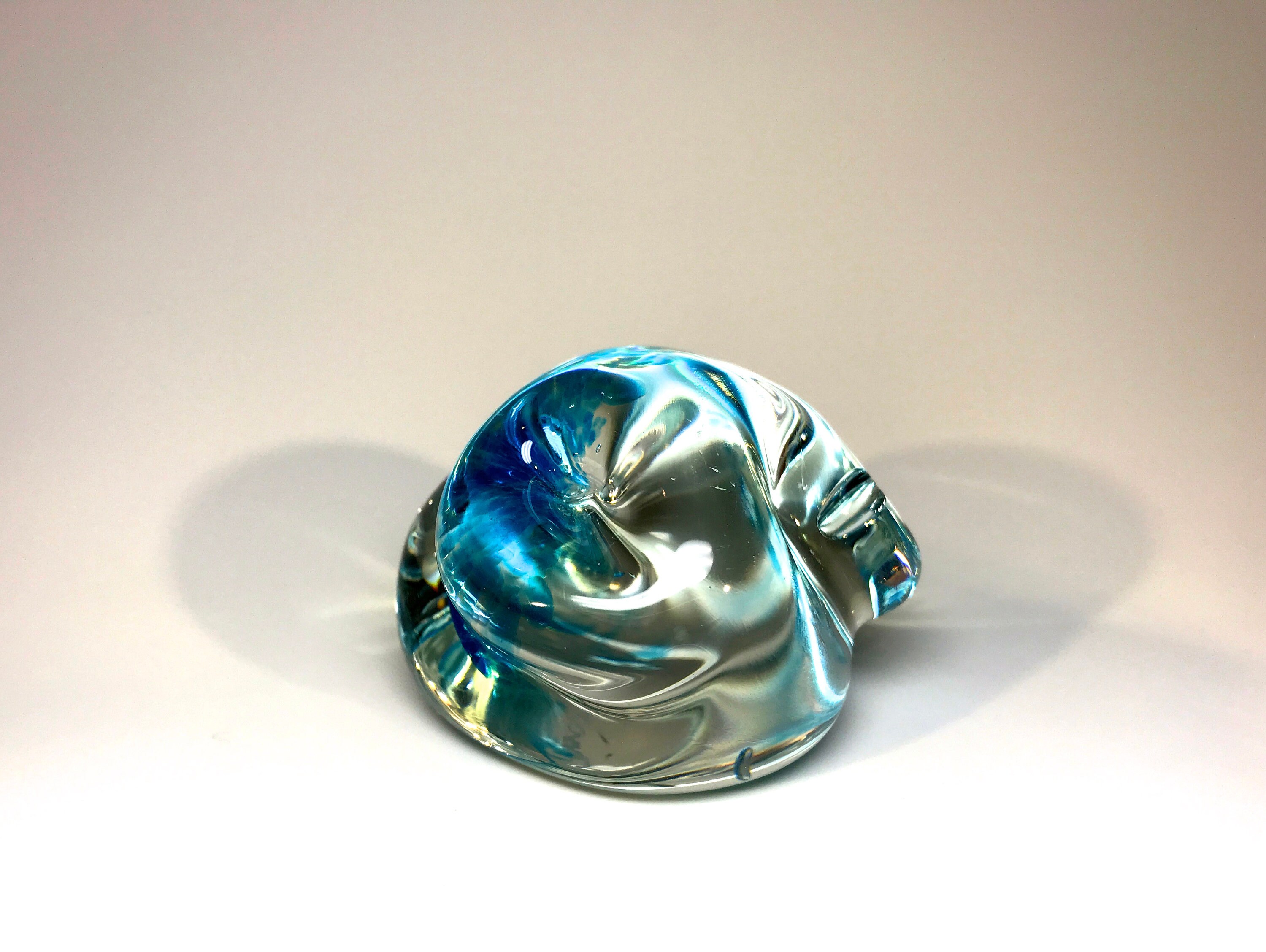 Archimede Seguso Signed, Murano Italian Crystal And Aquamarine Organic ...