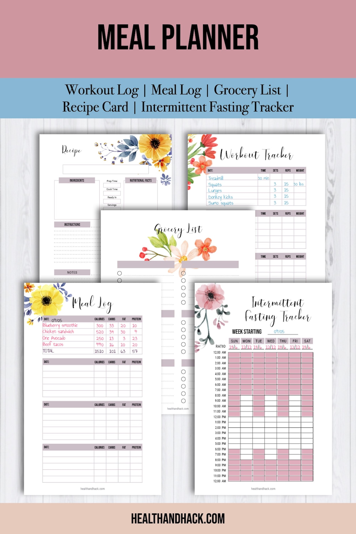 Printable Fitness Journal Printable Fitness Planner Printable Editable ...