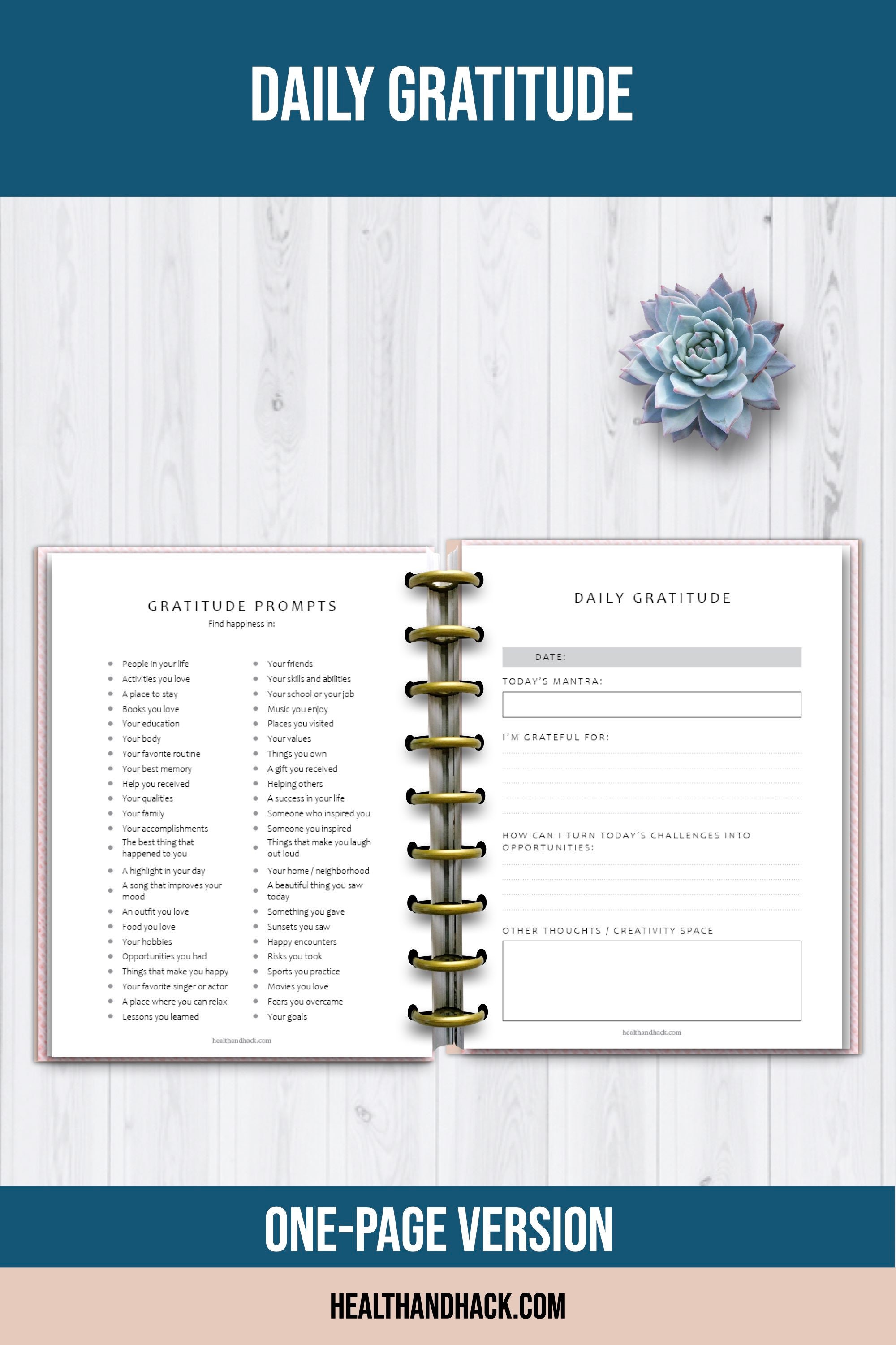 Printable Minimalist Gratitude Journal Digital Happiness Journal ...